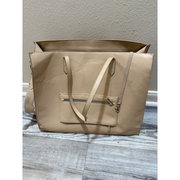 BEIS | Bags | Beis The Tote Bag Beige Faux Leather Large Carryall Work ...
